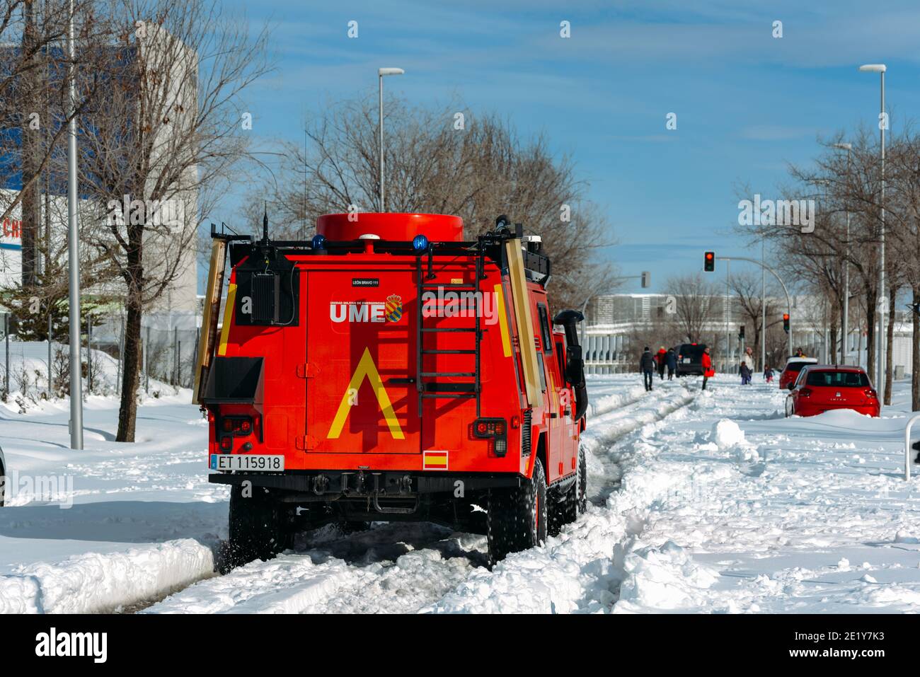 Madrid, Spain - January 10th, 2021 - A persistent blizzard has ...