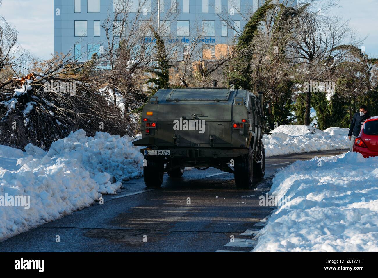 Madrid, Spain - January 10th, 2021 - A persistent blizzard has ...