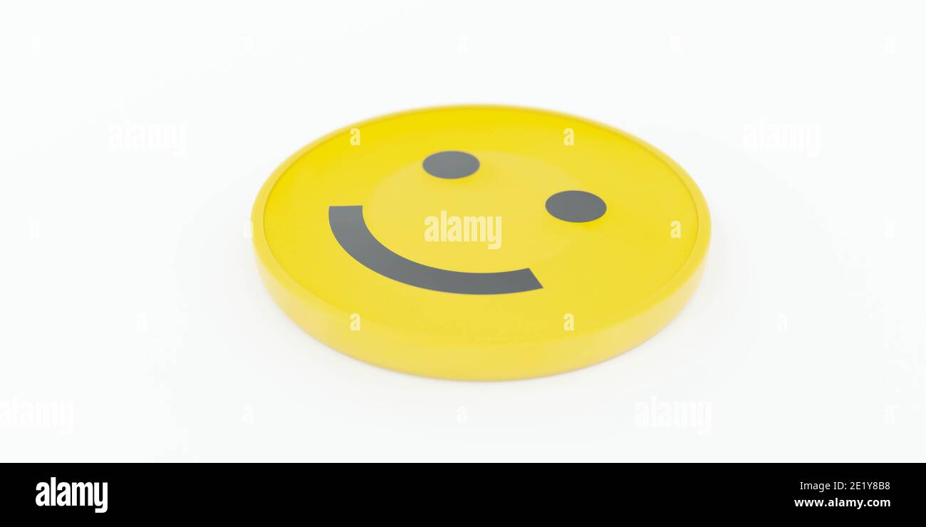 yellow smile pill button symbol 3d render illustration Stock Photo - Alamy