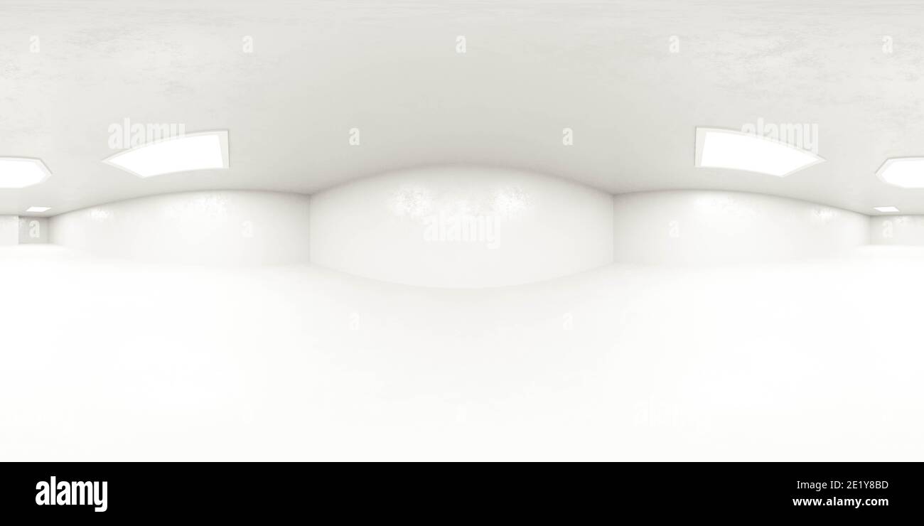 abstract minimalistic design white room with lights 360 degree panorama ...