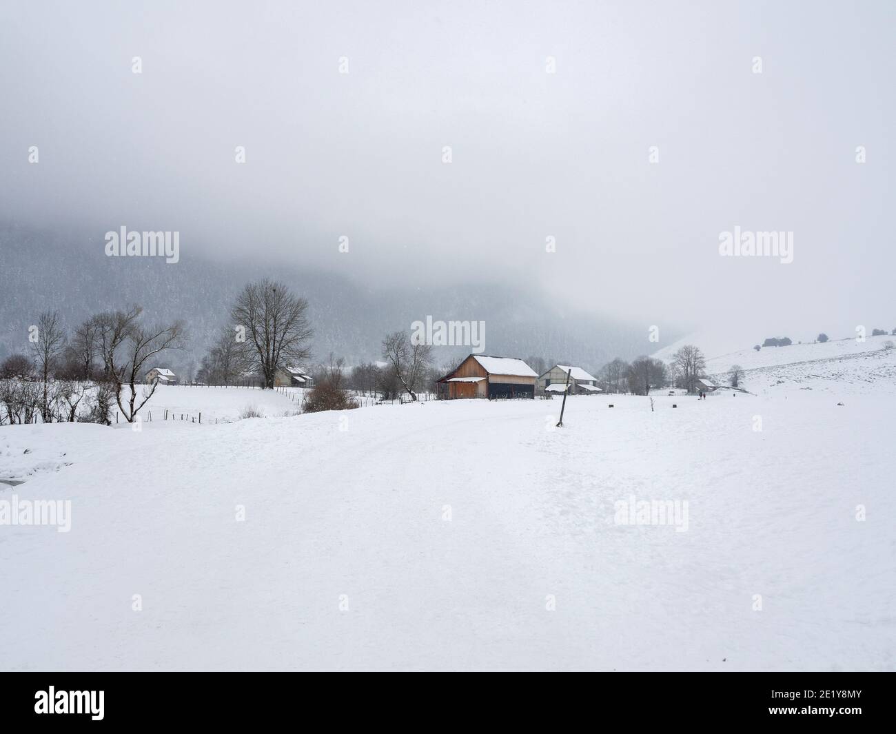 Snowy landscape in the mountains of the atlantic pyrenees Stock Photo ...