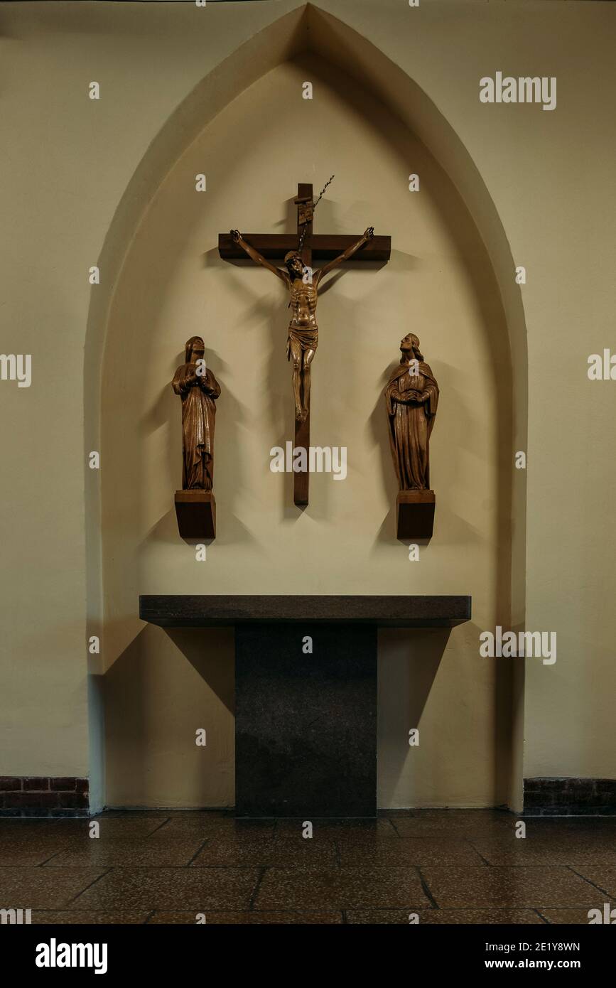 Jesus on the cross, small altar, A small altar with Jesus on the cross ...