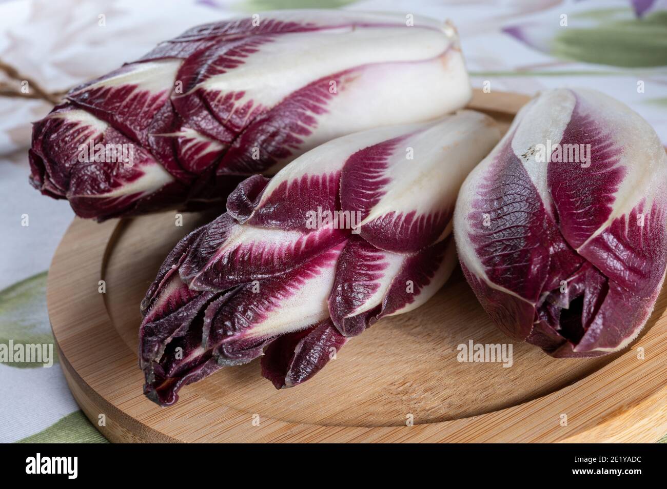 Healthy food, fresh Belgian endive red chicory lof lettuce close up ...