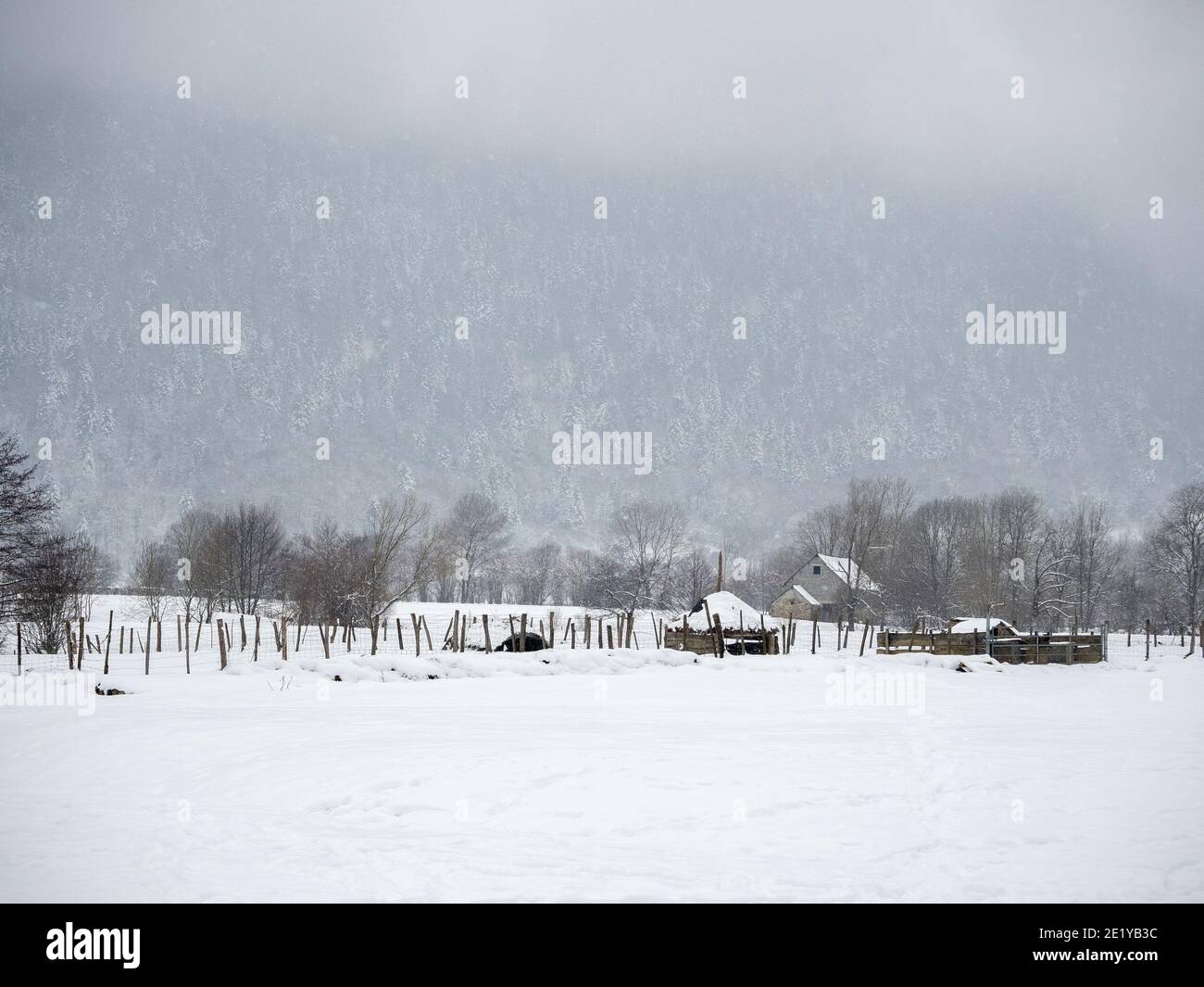 Snowy landscape in the mountains of the atlantic pyrenees Stock Photo ...