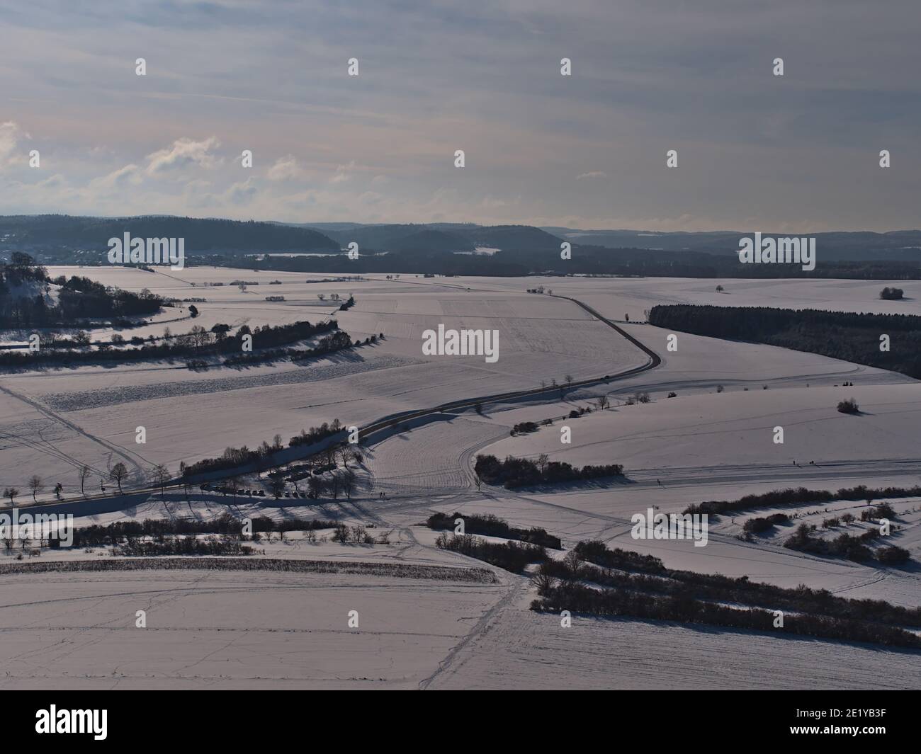 Aerial view of landscape with fields hi-res stock photography and ...