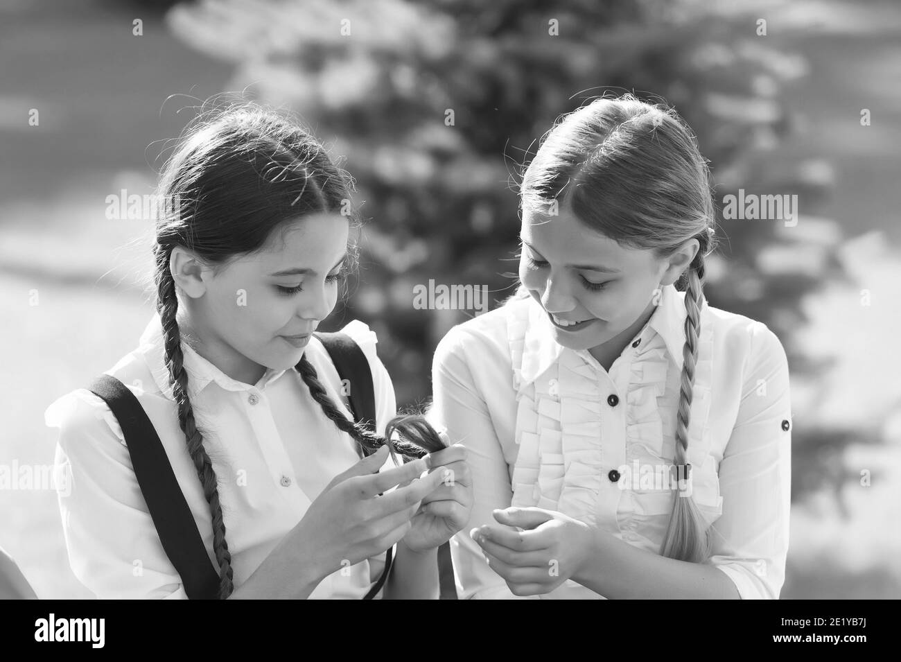cheerful girls best friends. Wearing school uniform. girls teenagers ...