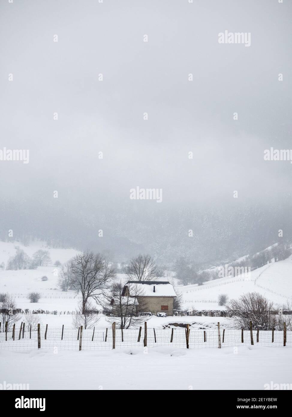 Snowy landscape in the mountains of the atlantic pyrenees Stock Photo ...