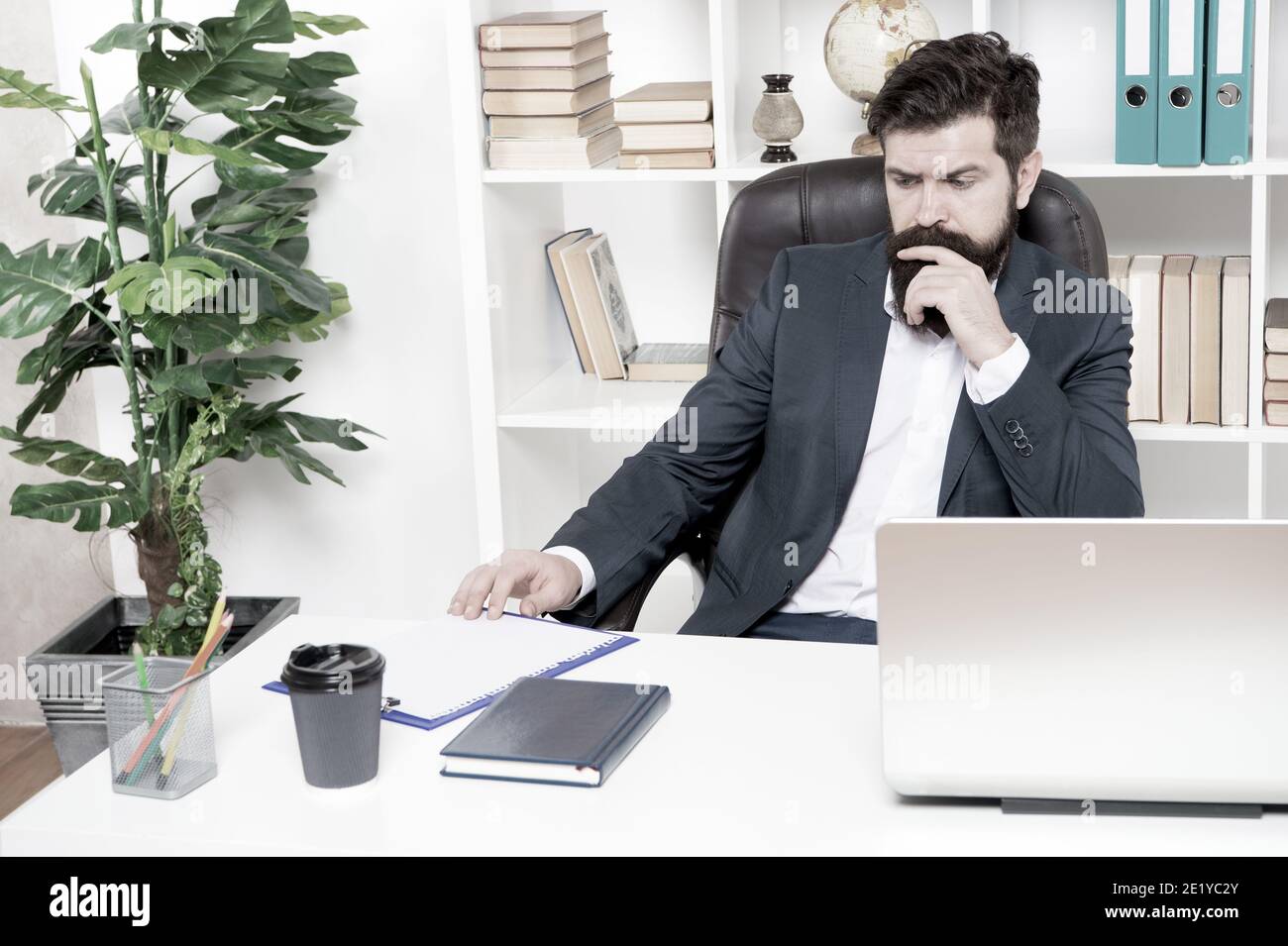 Office routine. Manager solving business problems. Businessman in ...