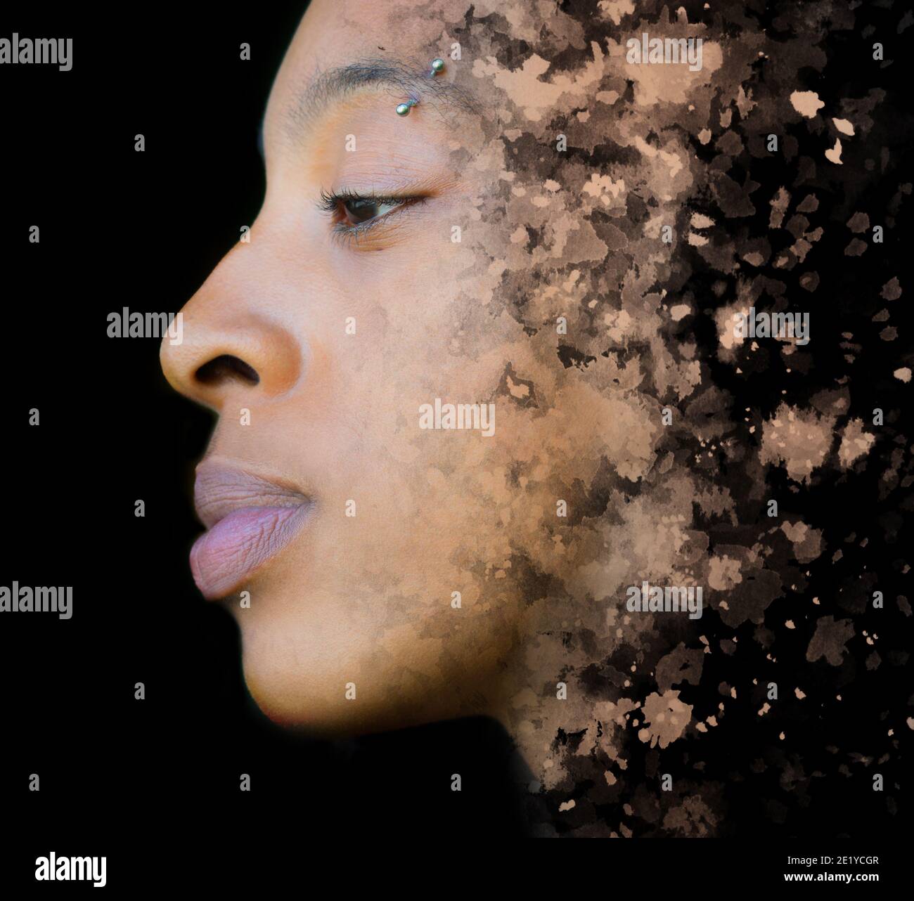 A portrait with paint stains visual effect Stock Photo - Alamy