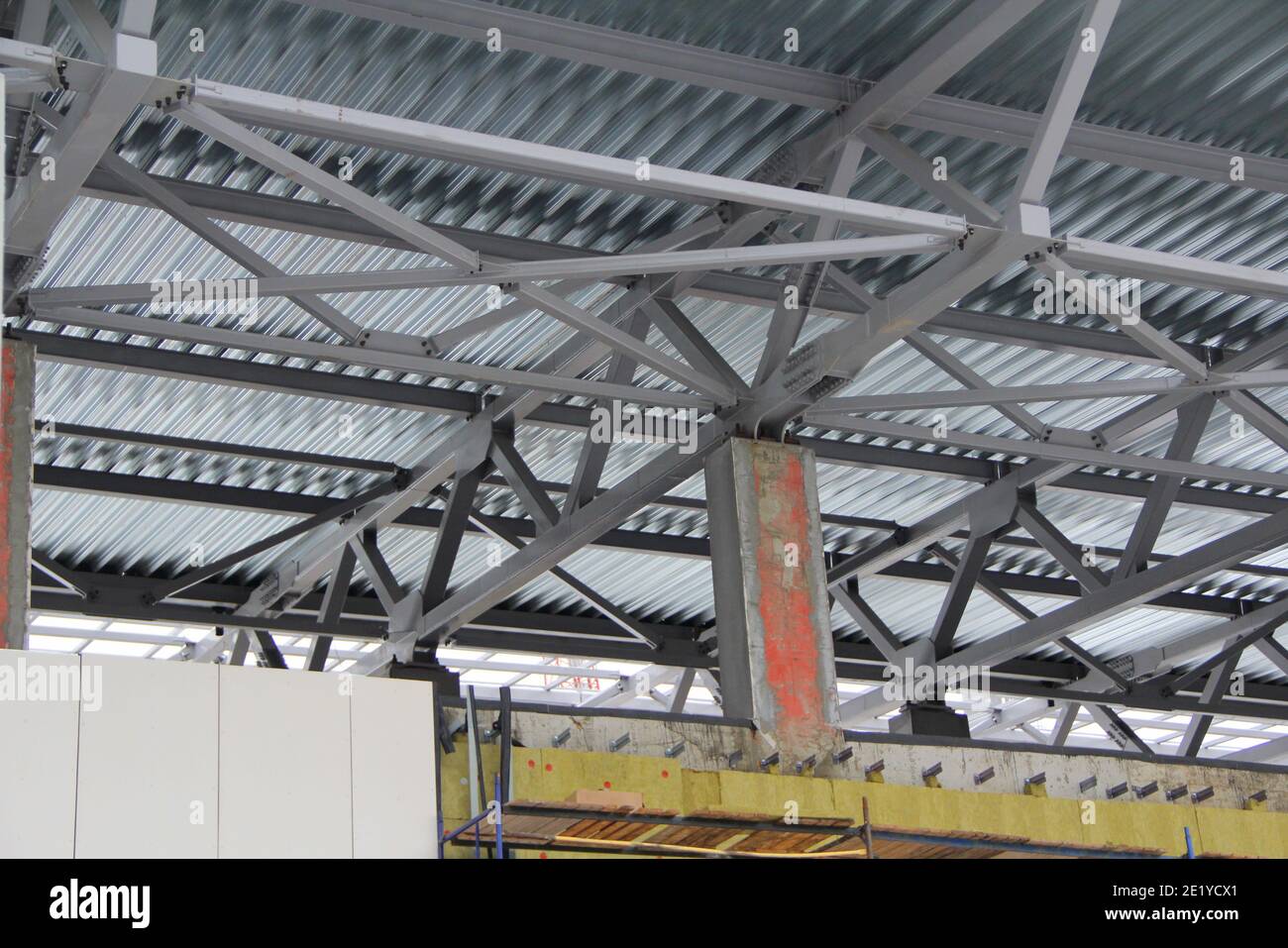 An old steel metal farm. structure of metal structure of frame-type ...