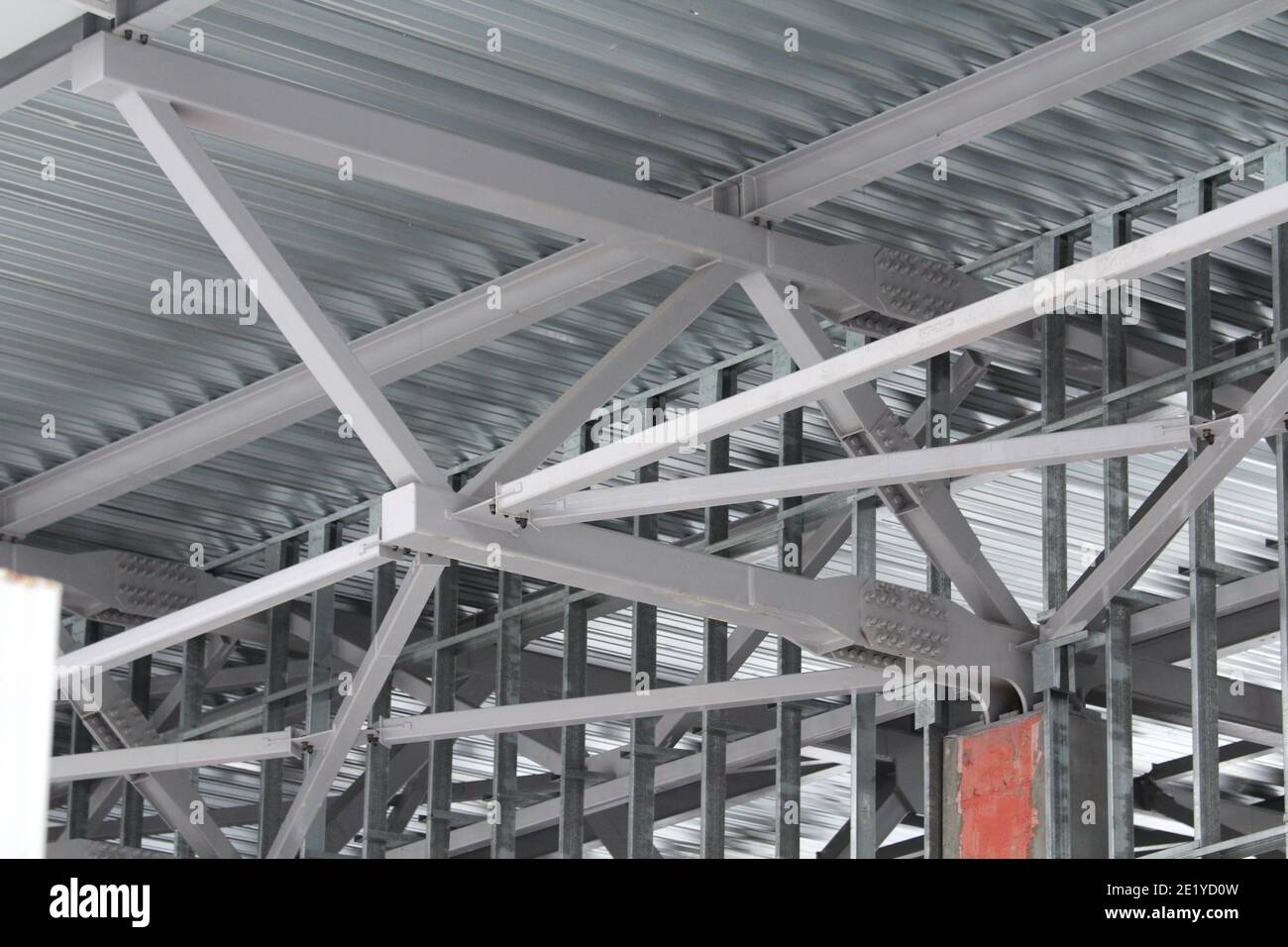 An old steel metal farm. structure of metal structure of frame-type ...