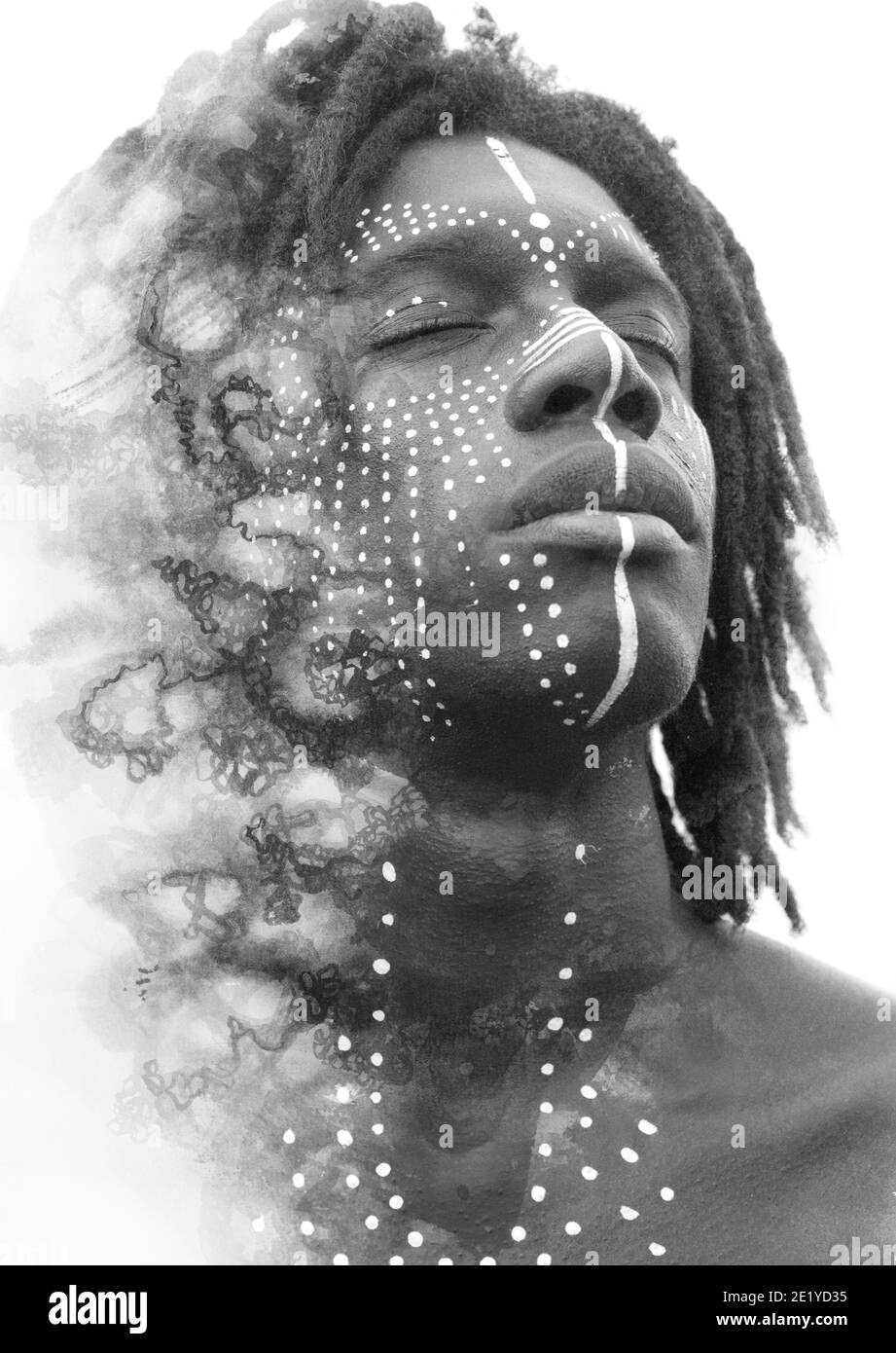 A man's face portrait turning into an abstract swirl Stock Photo - Alamy