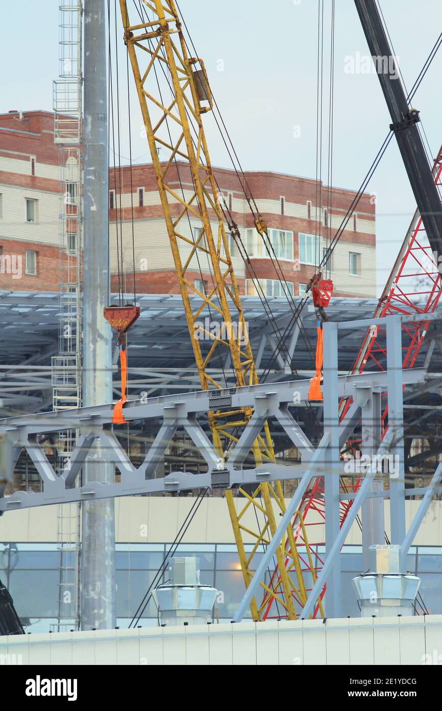 An old steel metal farm. structure of metal structure of frame-type ...