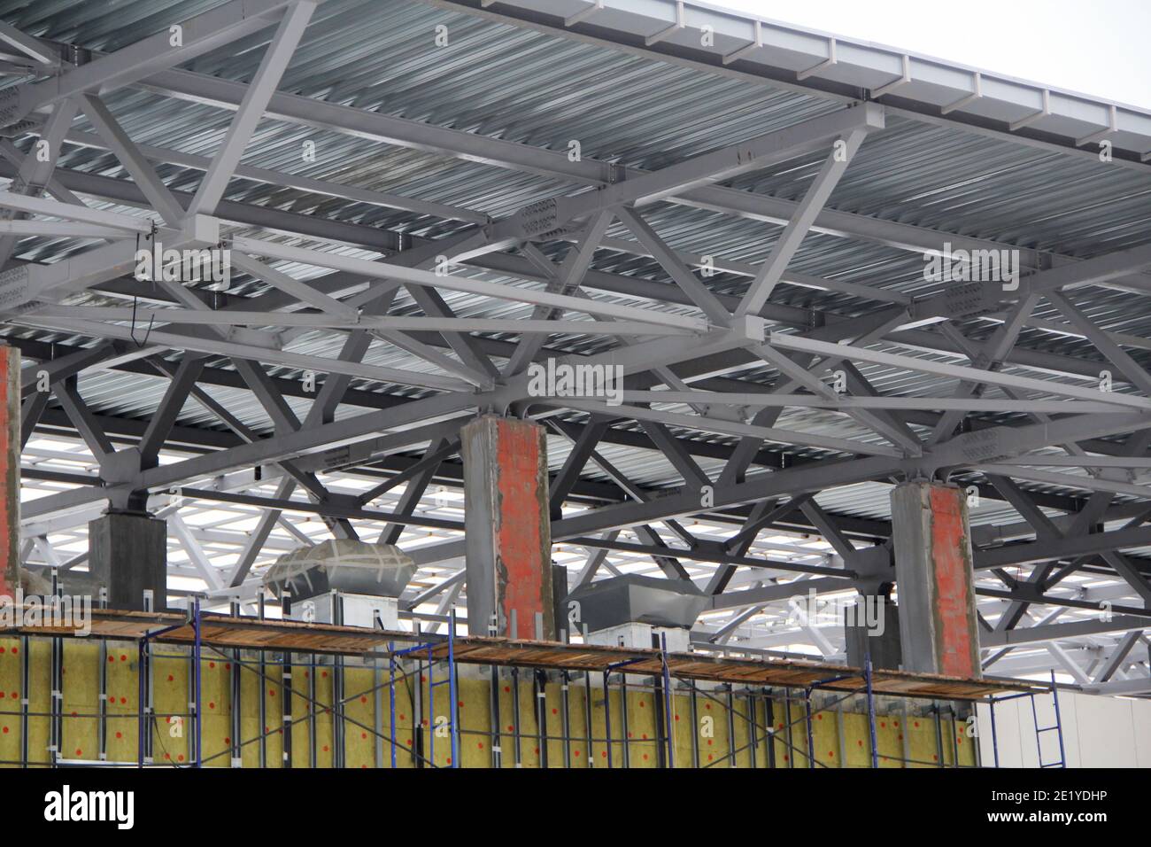 An old steel metal farm. structure of metal structure of frame-type ...