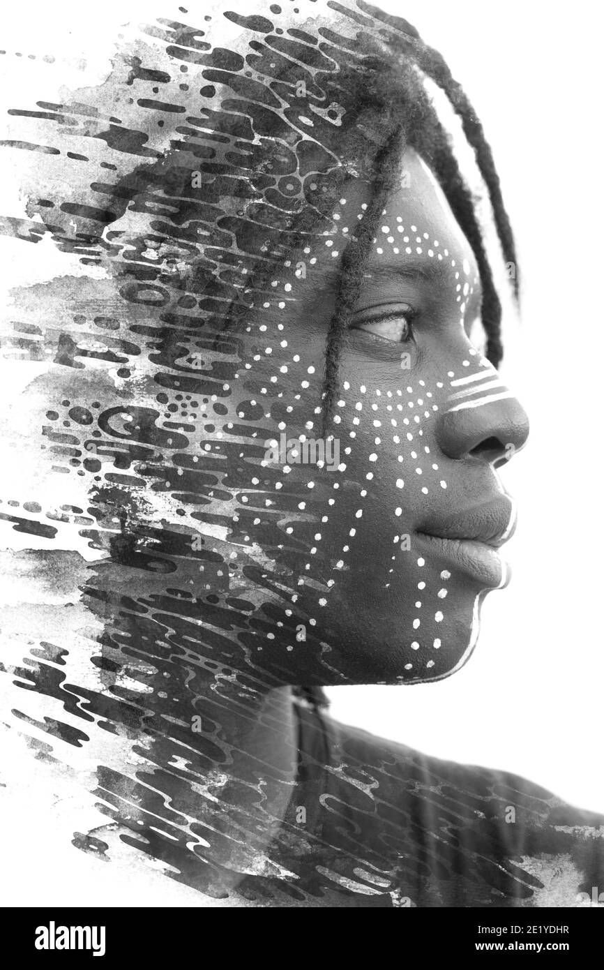 Artistically manipulated creative profile portrait Stock Photo - Alamy