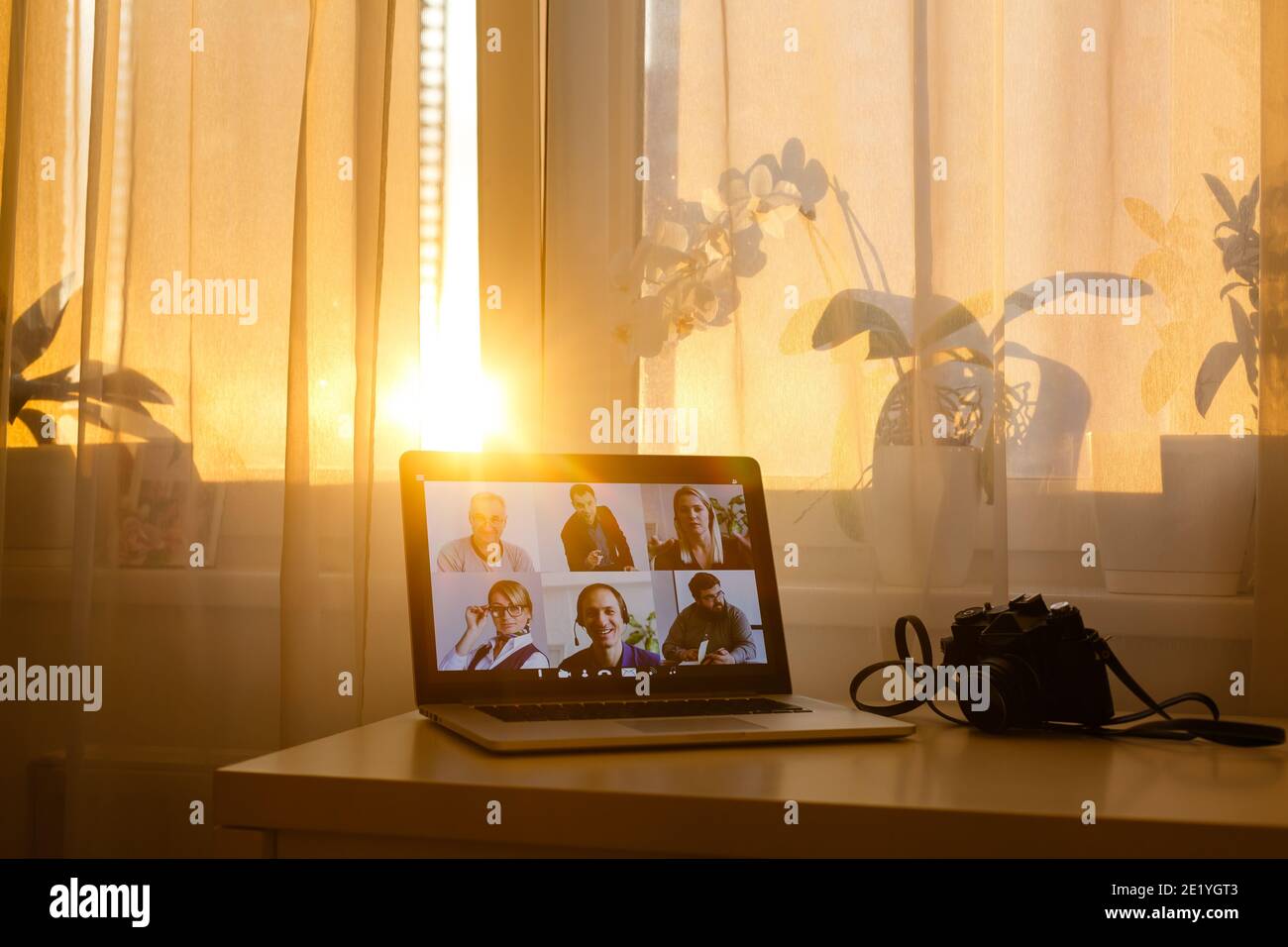 Work from home, video conferencing with coworkers due to Covid 19 ...