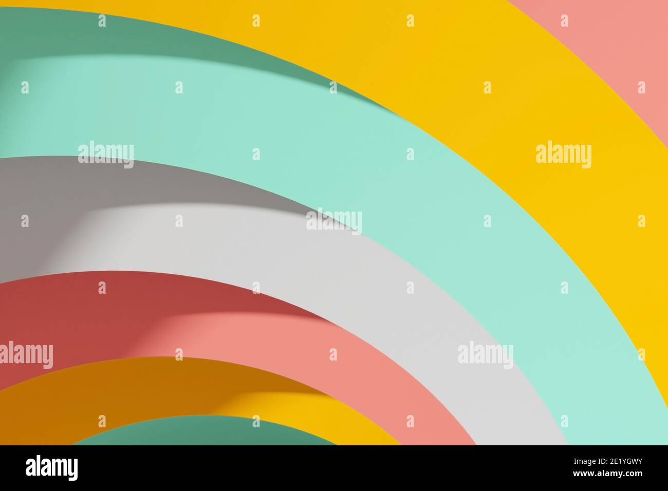 Abstract digital background with colorful round stripes, 3d rendering ...