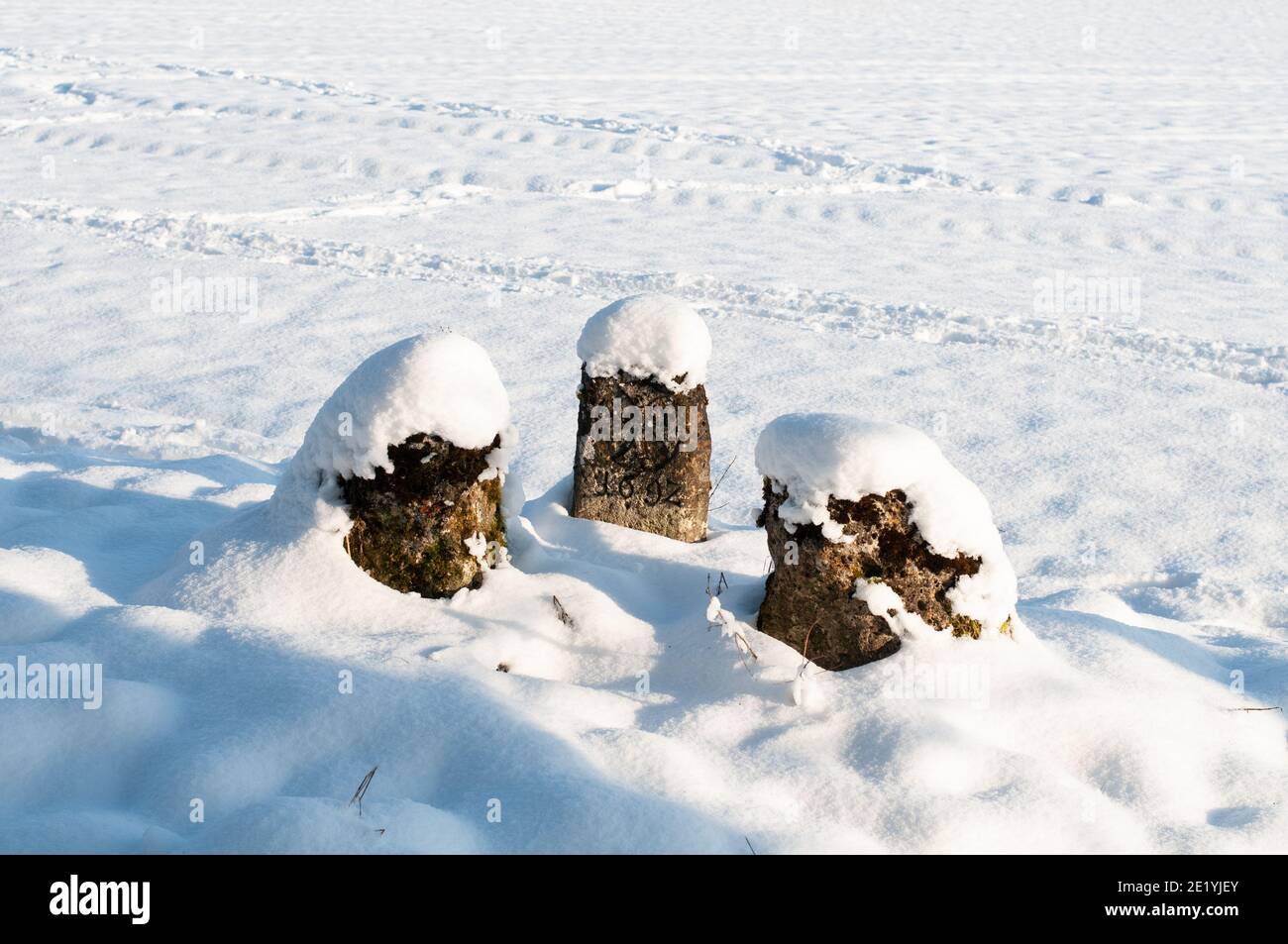 a group of marking stones of the baroque age with an inscription of the ...