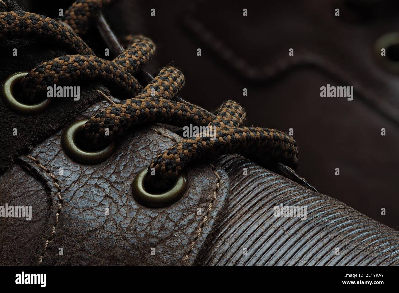 Leather shoes. Men's shoes are brown, quality skin texture Stock Photo ...