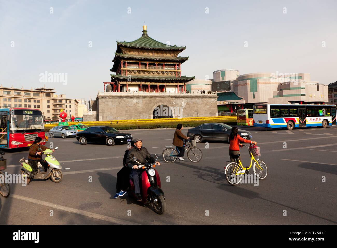 Xian, China : Bell Tower and Bell Tower Square Stock Photo - Alamy