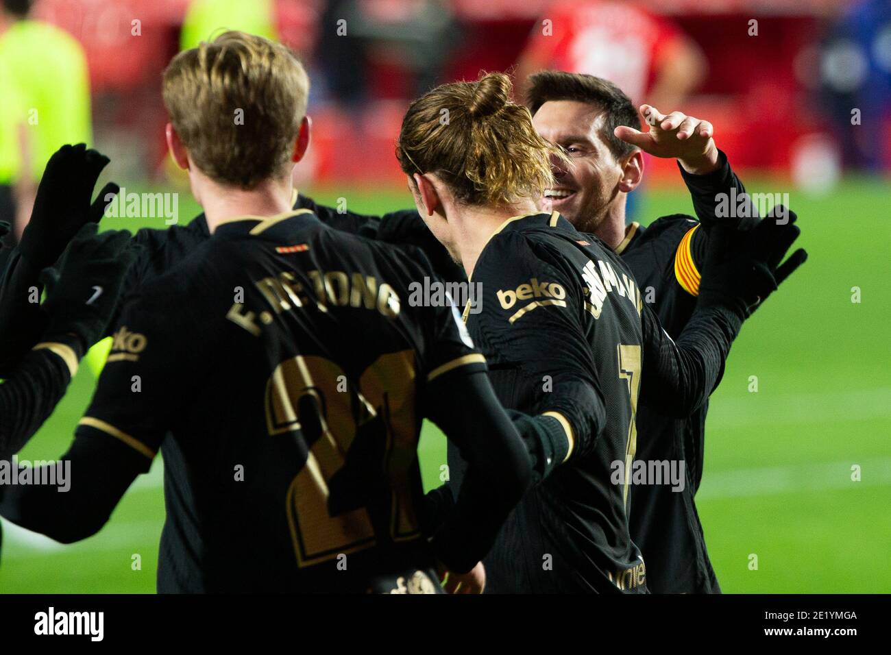 Antoine Griezmann of Barcelona celebrates after his goal with Lionel ...