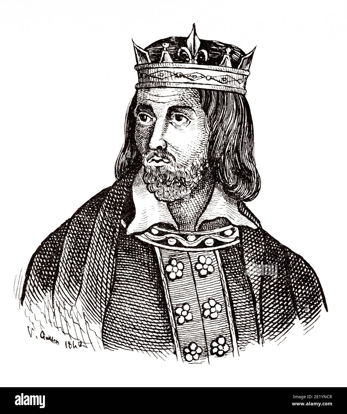 Portrait of Chlothar III or Clotaire III (650 - 670). King of France ...