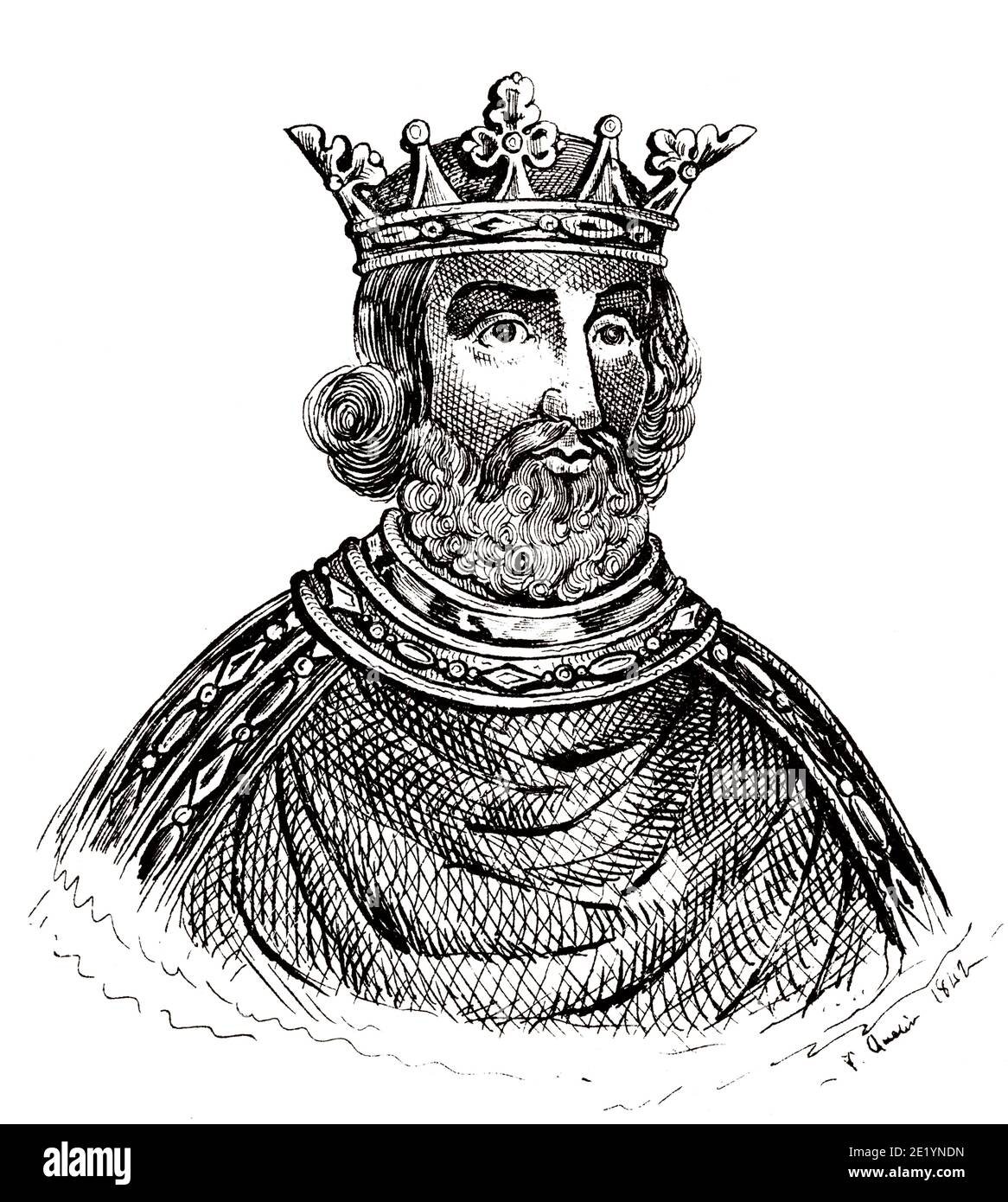 Portrait of Pepin the Short (713 - 768). King of France from 751 to 768 ...