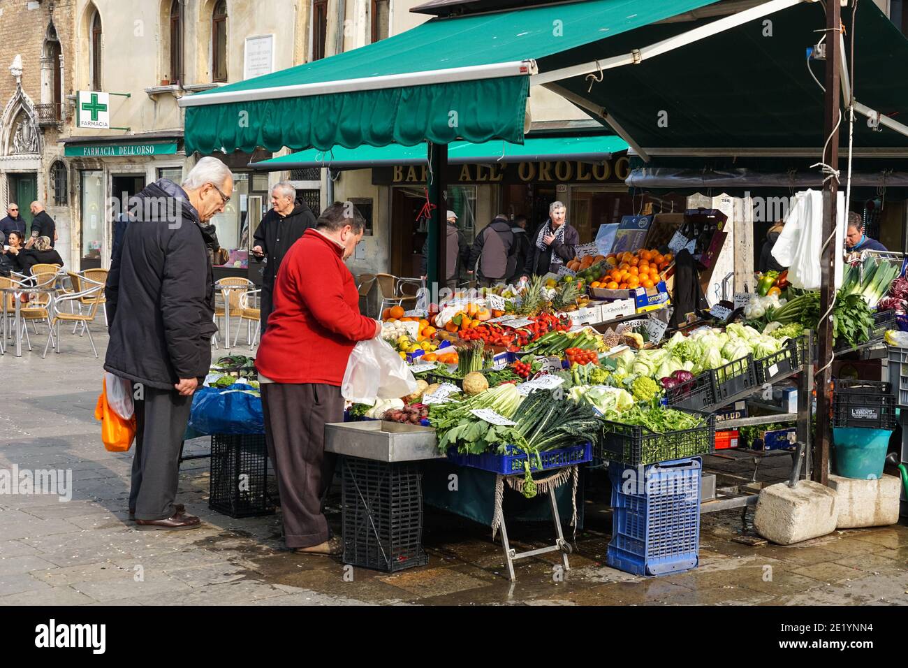 Traditional fresh food stall at Campo Santa Maria Formosa square in ...