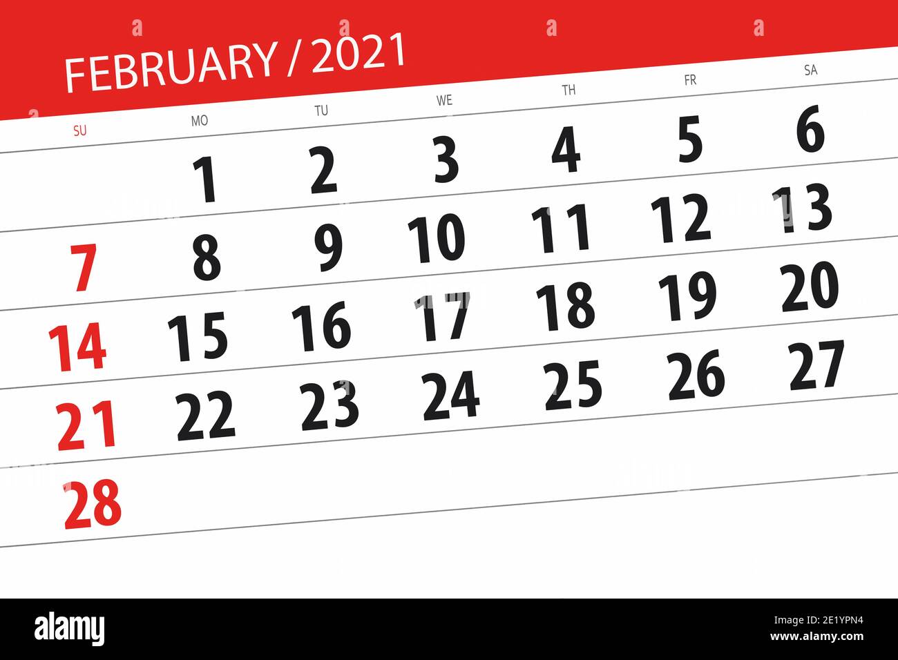 Calendar 2021 february hi-res stock photography and images - Alamy
