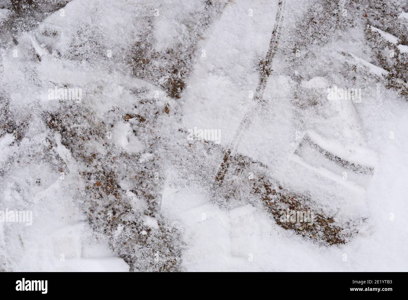 Overhead view of human footprints on white winter snow background Stock ...