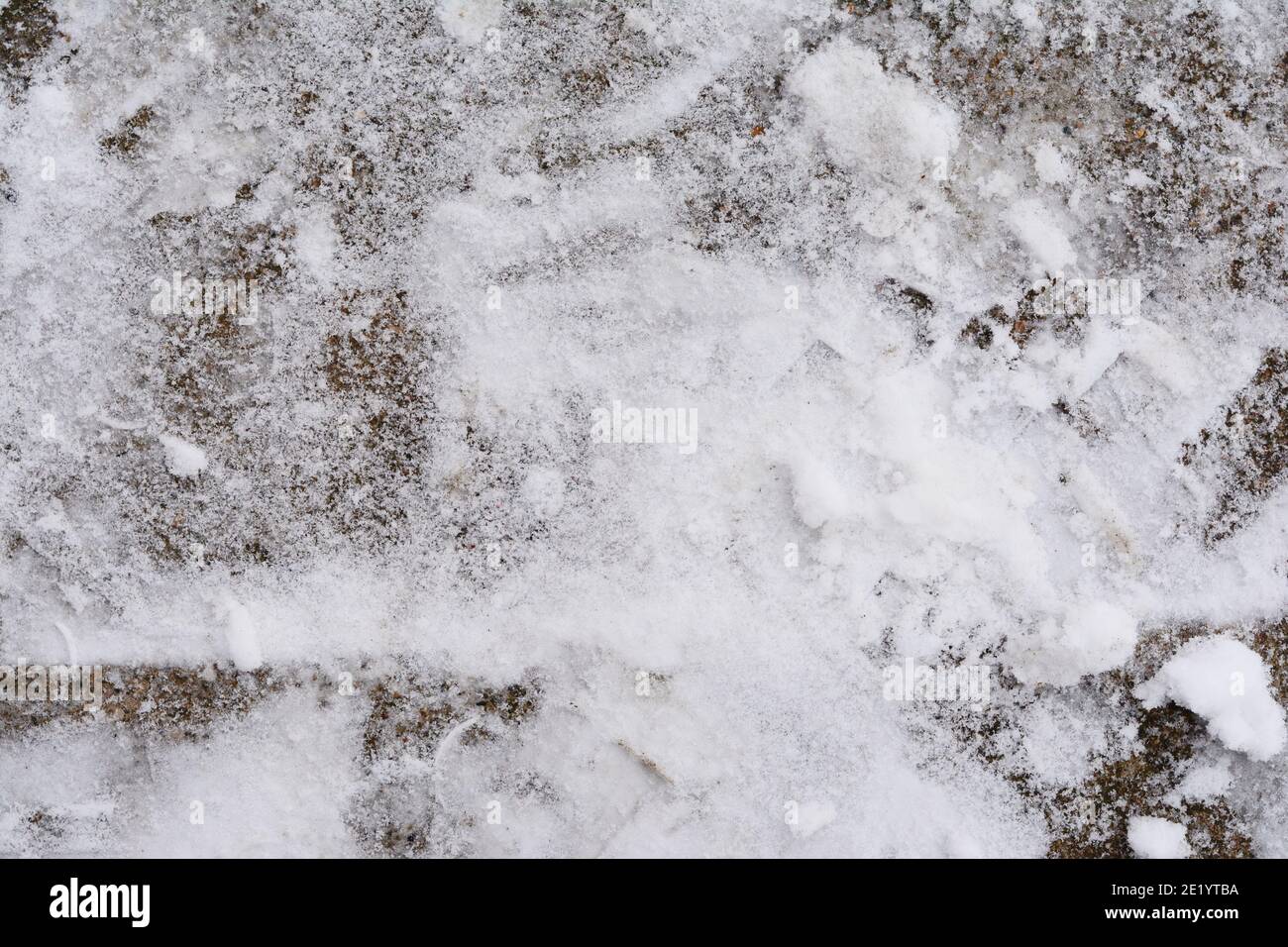 Overhead view of human footprints on white winter snow background Stock ...