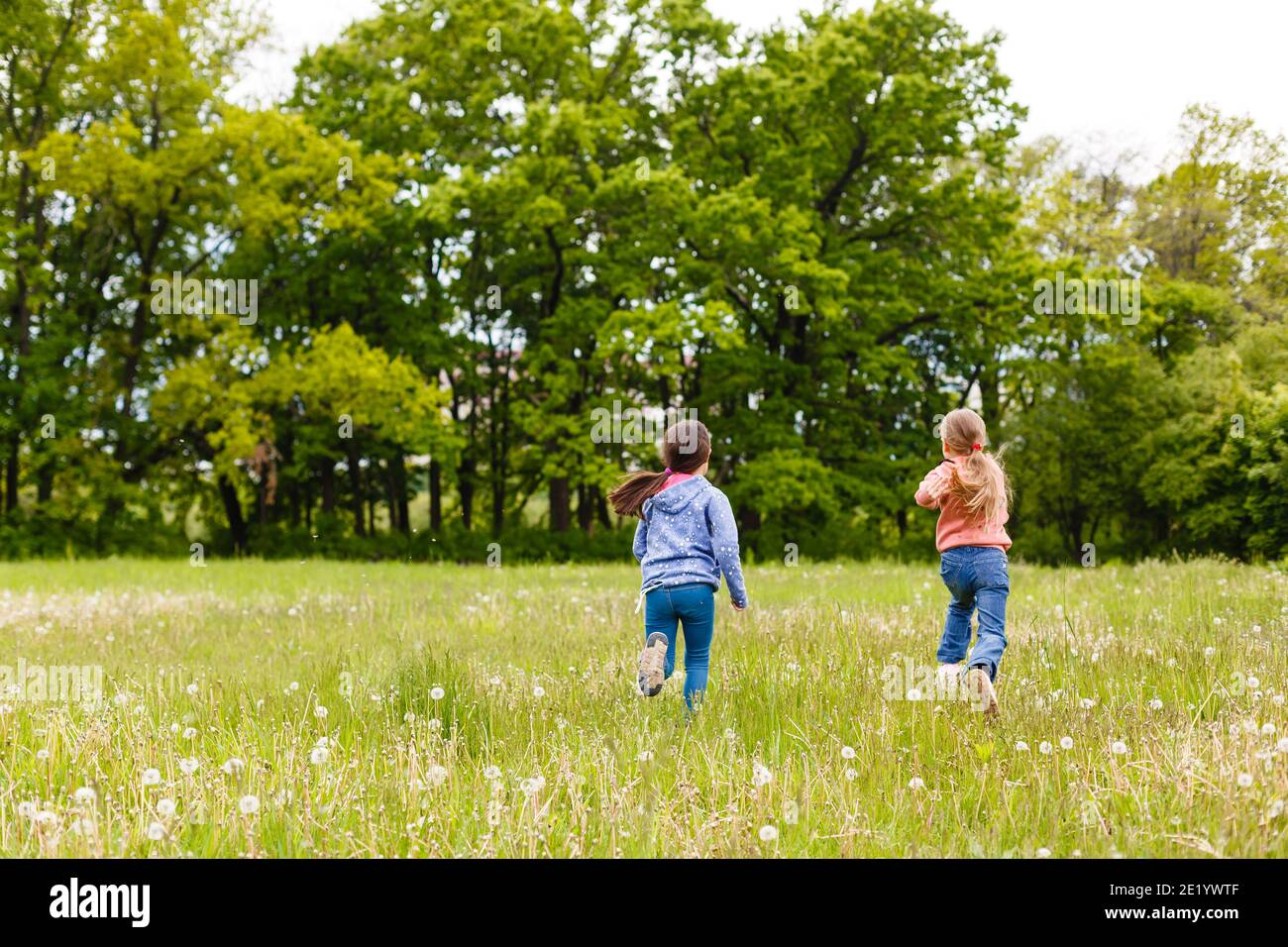Two sisters hug one another outdoors, happy family Stock Photo - Alamy