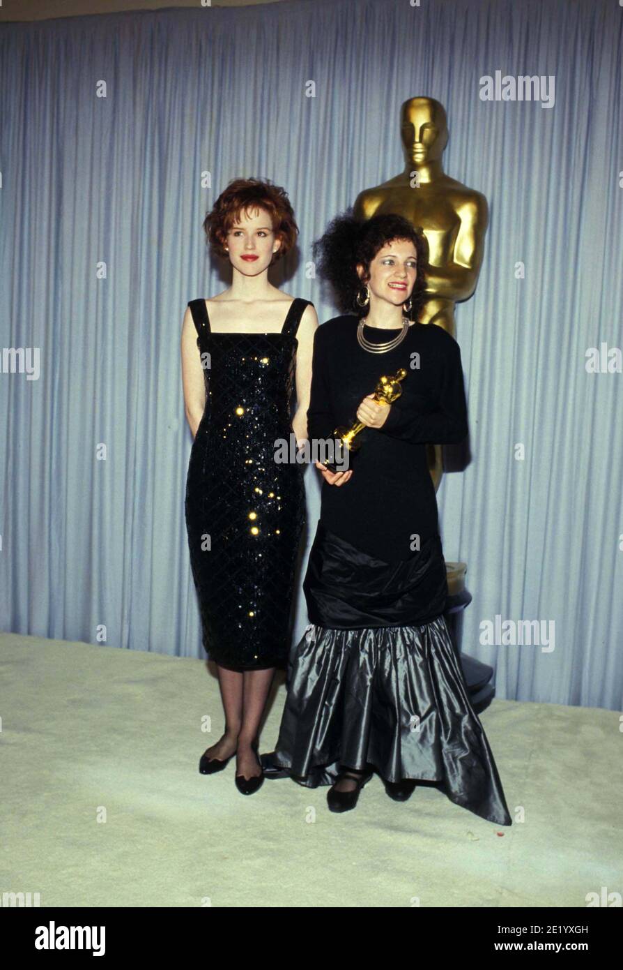 Molly Ringwald and Claire Simpson at The Academy Awards on March 30, 1987, at the Dorothy ...