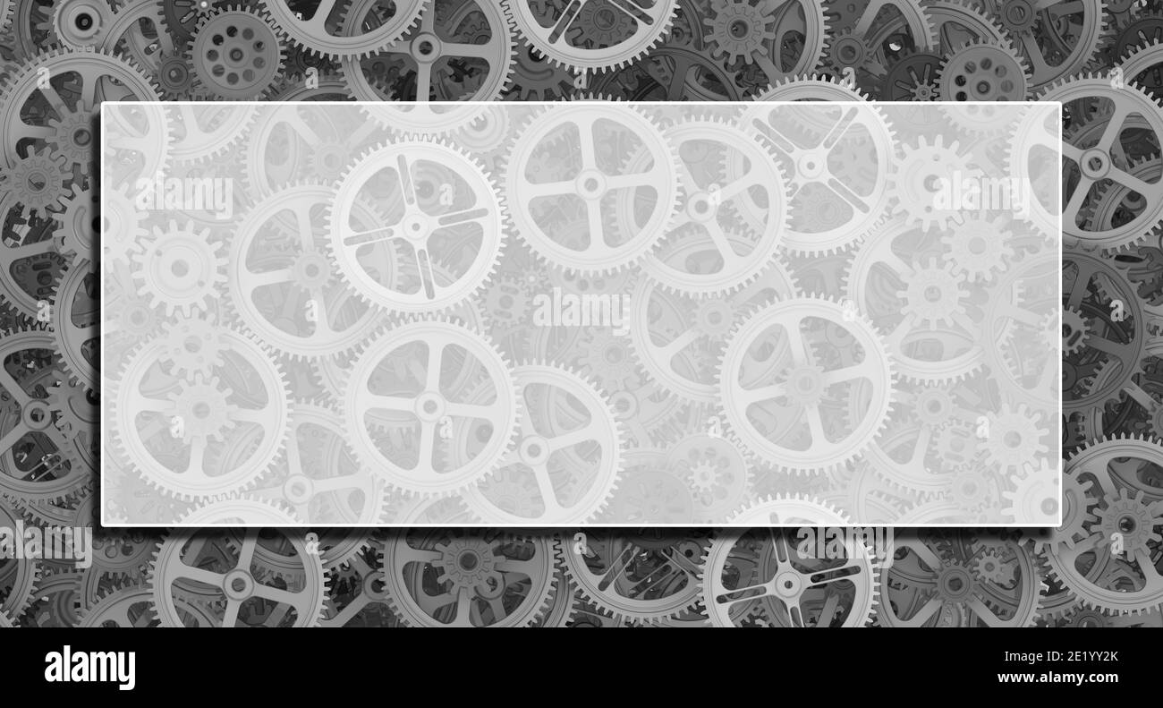 Frame for text on the background of gears. Rectangular frame with retro ...