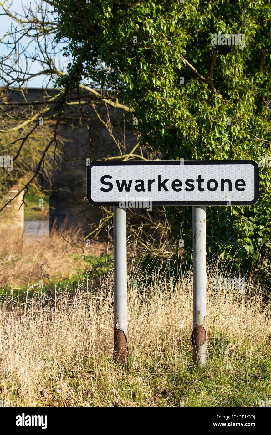 Swarkestone village road sign Stock Photo - Alamy