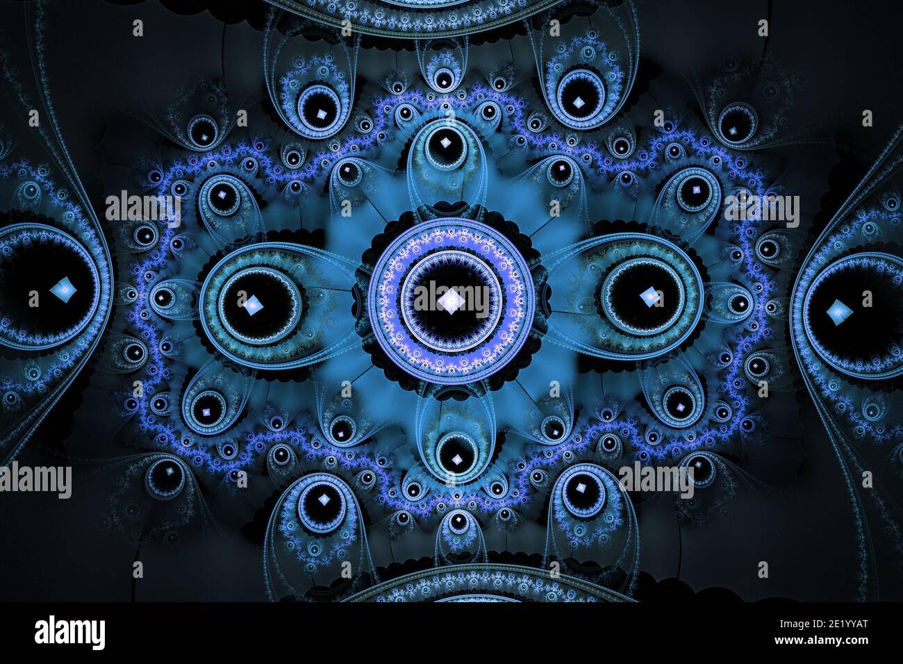Blue geometric fractal render design for education Stock Photo - Alamy