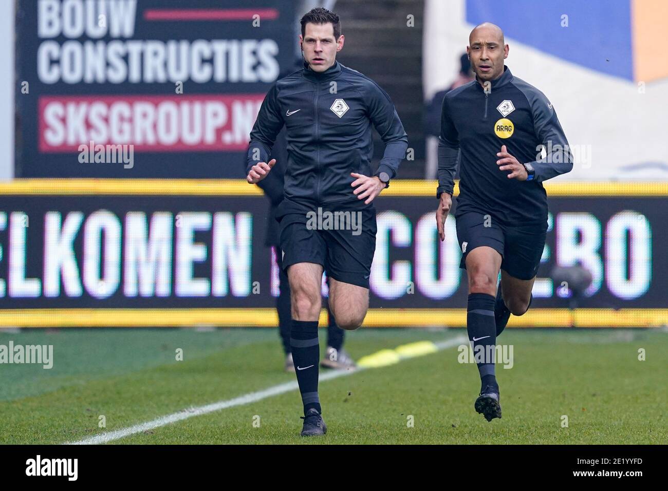 VENLO, NETHERLANDS - JANUARY 10: (L-R): Referee Jochem Kamphuis ...