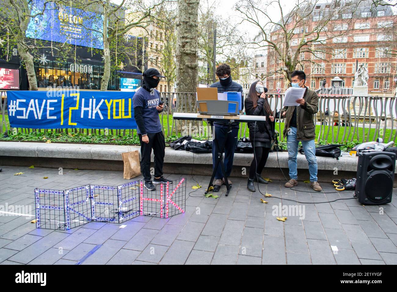 LEICESTER SQUARE, LONDON, ENGLAND- 12 December 2020: Hong Kong ...