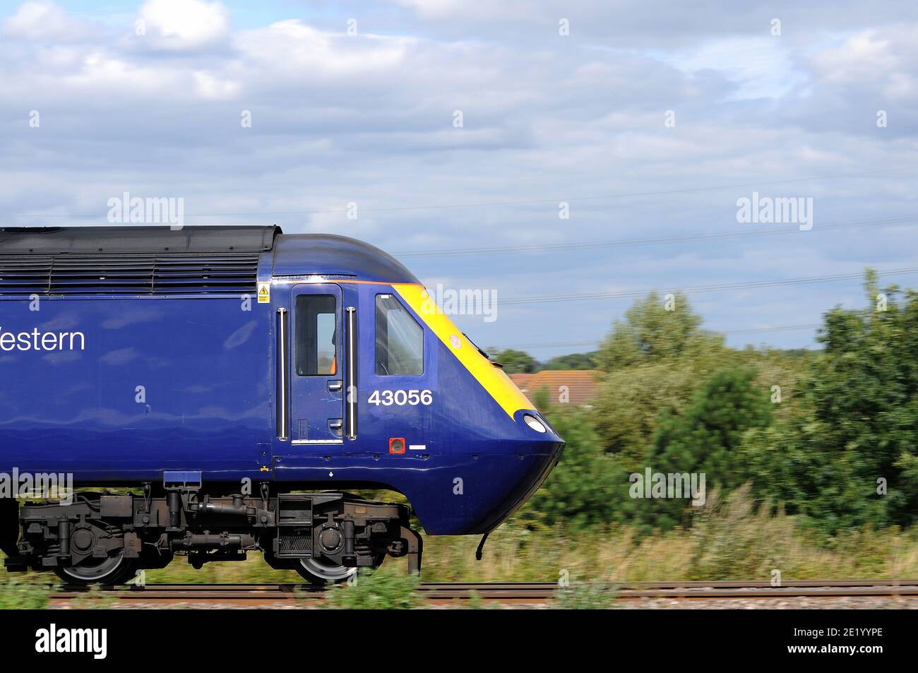"43056" heads an east bound service along Didcot East Curve. "43190" is ...