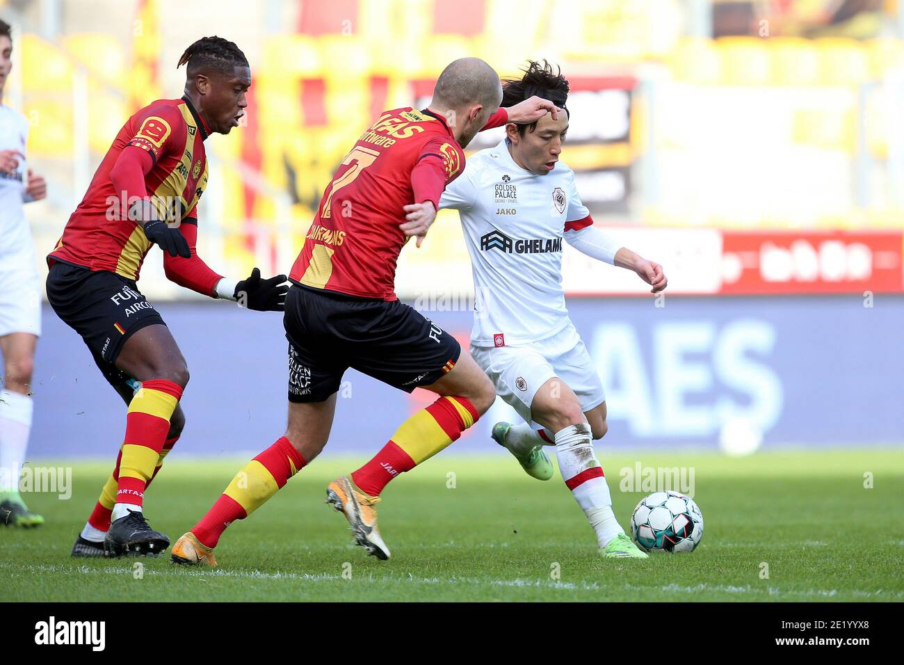 MECHELEN, NETHERLANDS - JANUARY 10: (L-R): Sheldon Bateau of KV ...