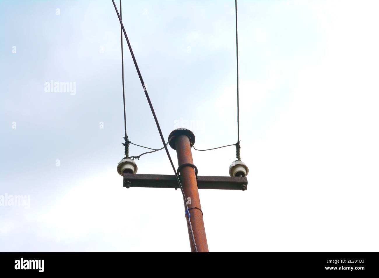 Overhead assorted cable pole Stock Photo - Alamy