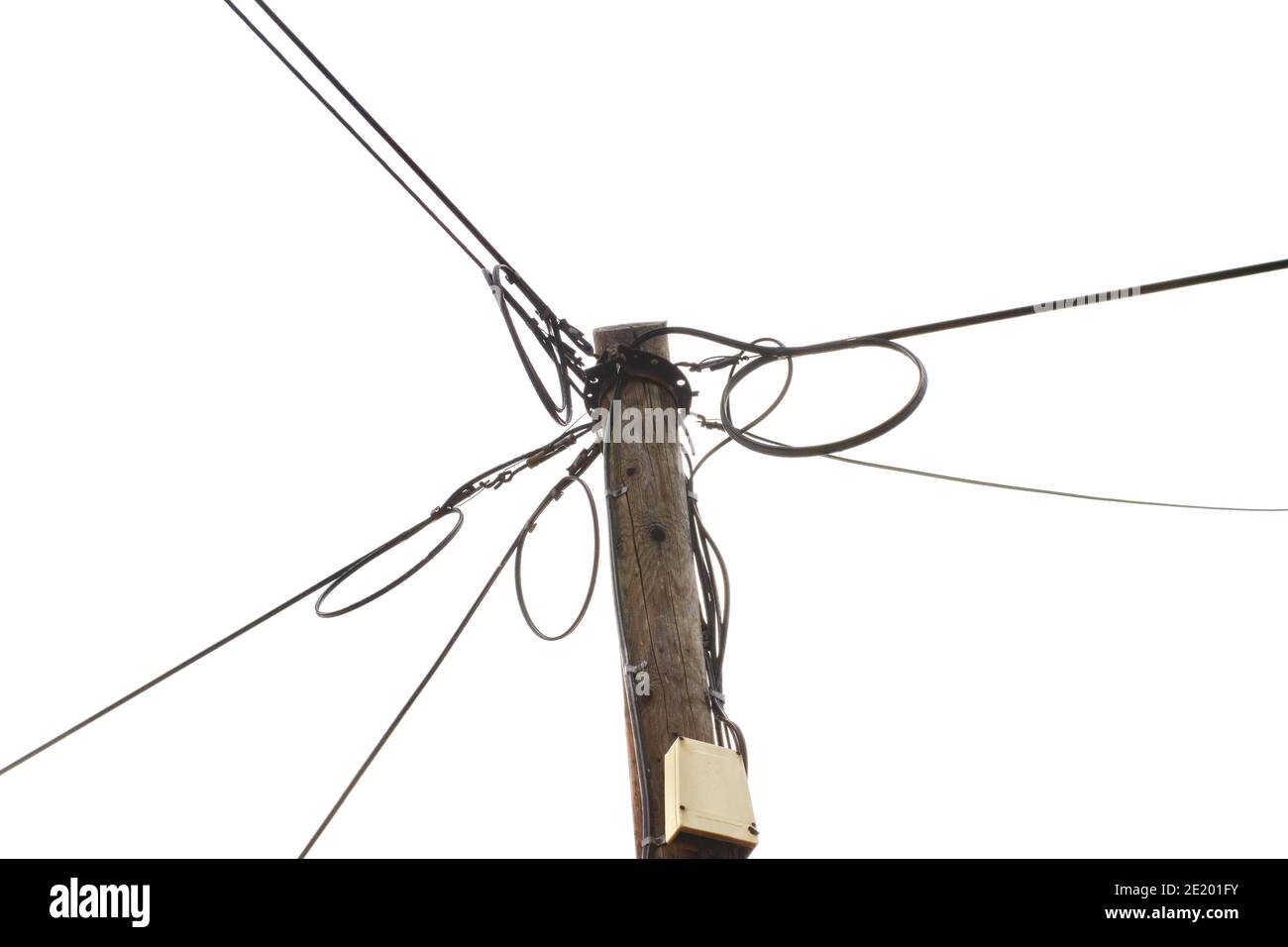 Overhead assorted cable pole Stock Photo - Alamy