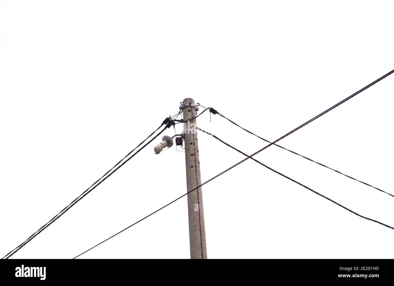Overhead assorted cable pole Stock Photo - Alamy
