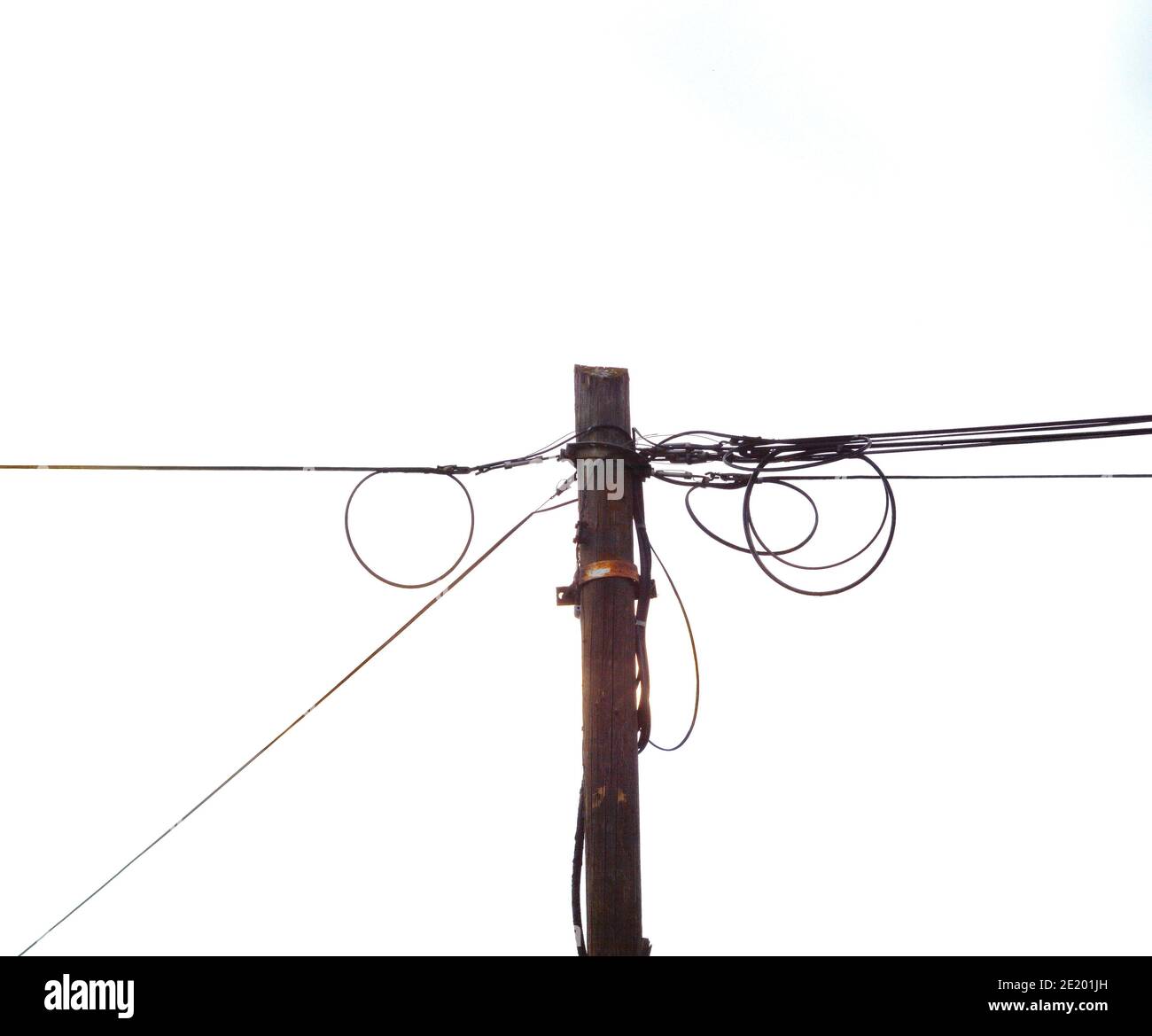 Overhead assorted cable pole Stock Photo - Alamy