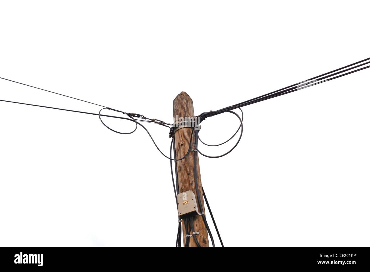 Overhead assorted cable pole Stock Photo - Alamy