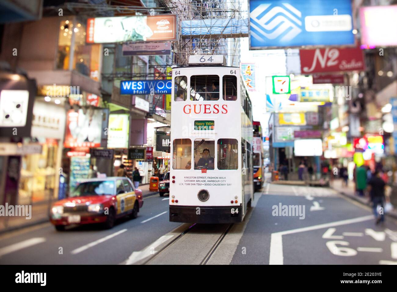 Double Decker Trolley In Hong Kong Stock Photo - Alamy