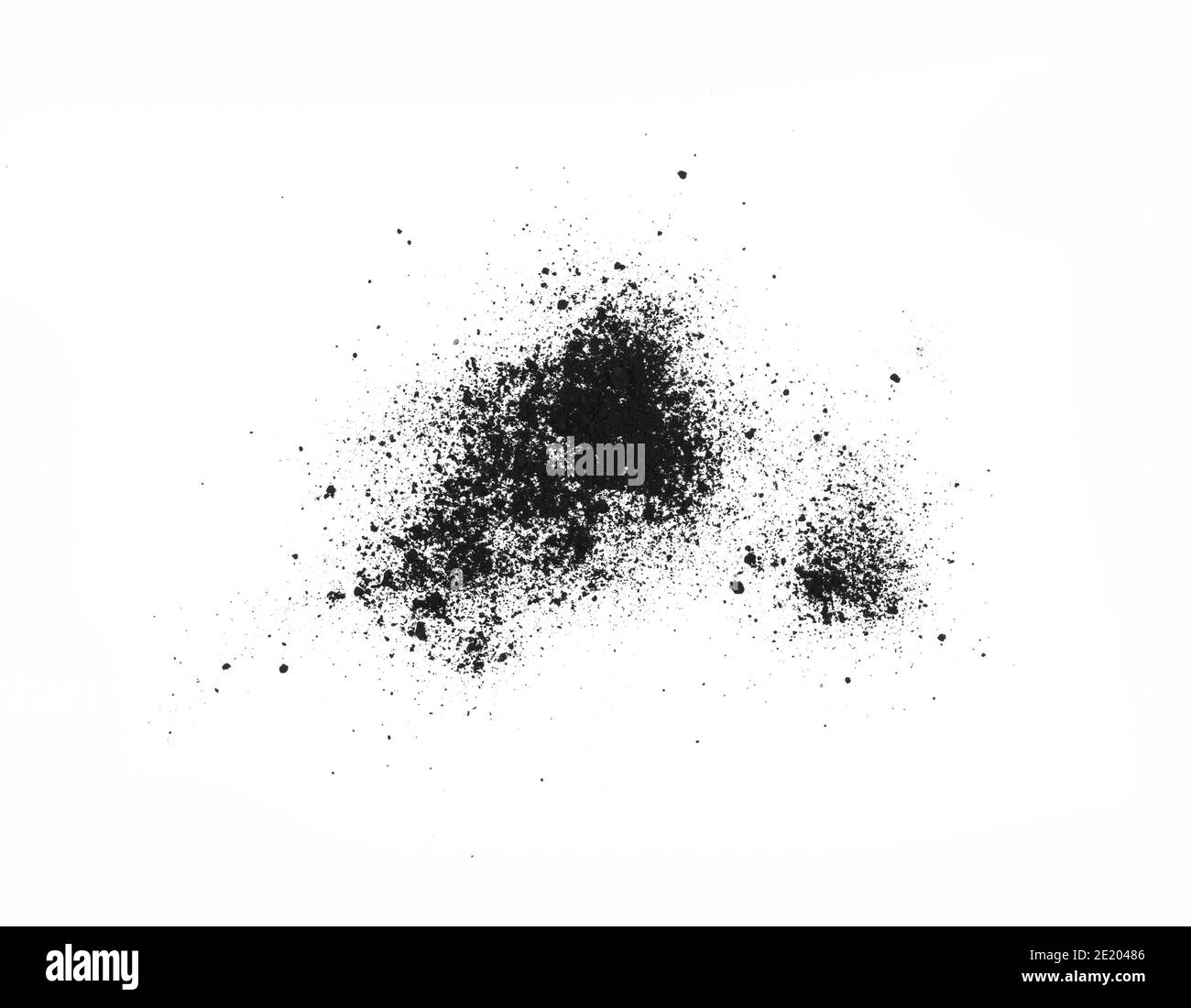 Black powder (Charcoal powder) scattered. Isolated on white background ...