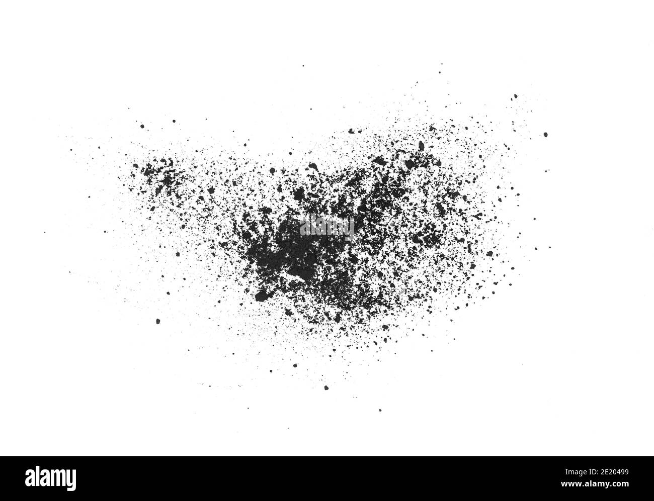 Black powder (Charcoal powder) scattered. Isolated on white background ...