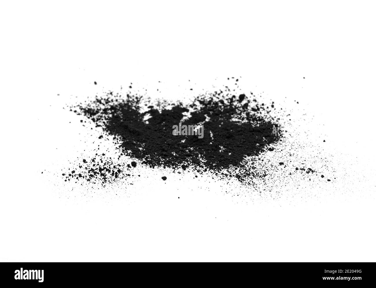 Black powder (Charcoal powder) scattered. Isolated on white background ...