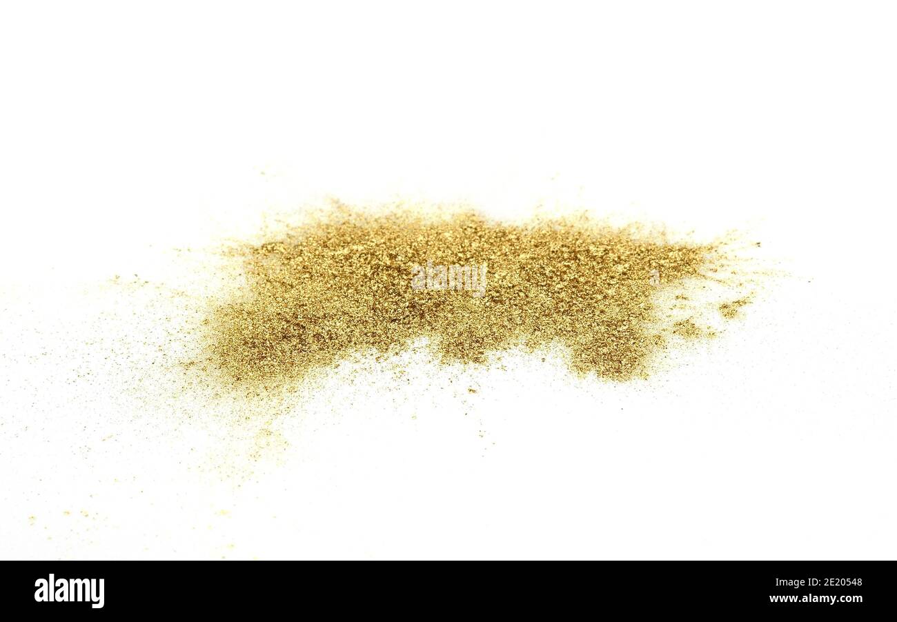 gold glitter powder on white background Stock Photo - Alamy